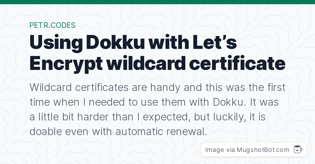 Using Dokku with Let’s Encrypt wildcard certificate | Petr Hlavicka Using Dokku with Let’s Encrypt wildcard certificate | Petr Hlavicka
